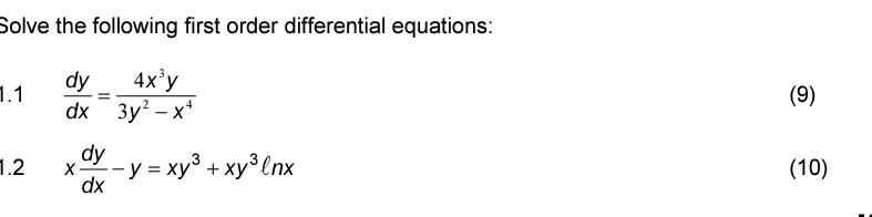 Solved Solve the following first order differential | Chegg.com
