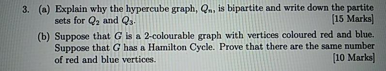 Solved 3. (a) Explain why the hypercube graph, Qn, is | Chegg.com