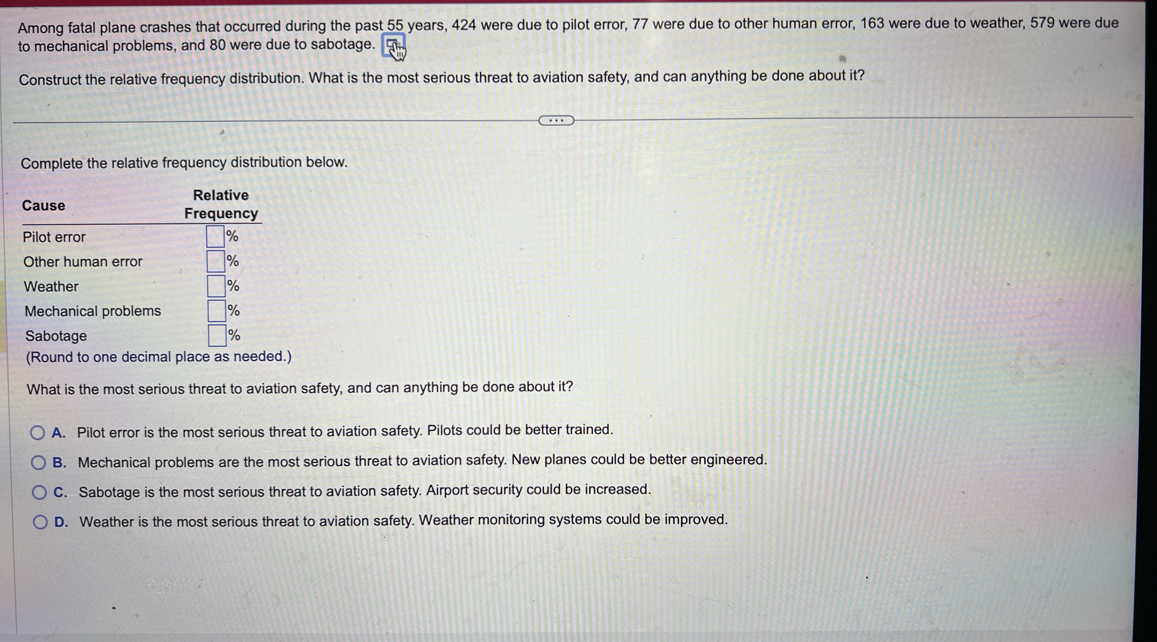 Solved Among fatal plane crashes that occurred during the | Chegg.com