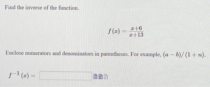 Solved find the inverse of the function.f(x) = | Chegg.com