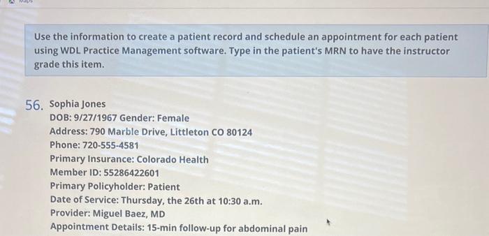 Solved Use the information to create a patient record and | Chegg.com