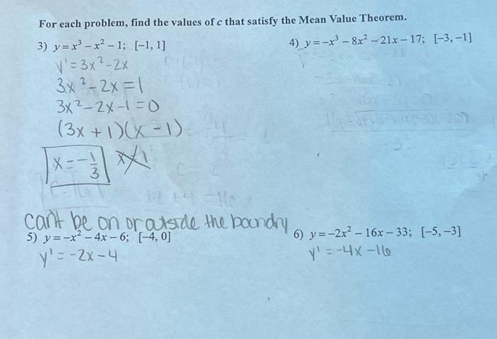Solved For each problem, find the values of c that satisfy | Chegg.com
