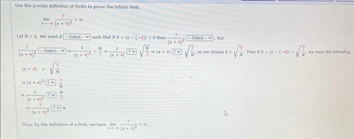 Solved Use the precise definition of limits to prove the | Chegg.com