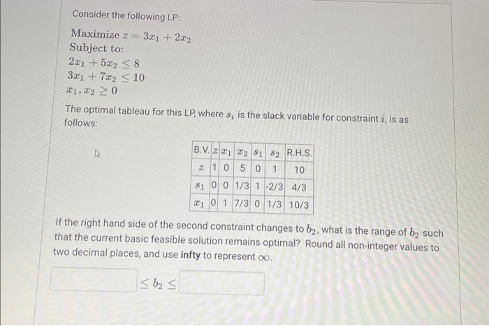 Solved Consider the following LP: Maximize z=3x1+2x2 | Chegg.com