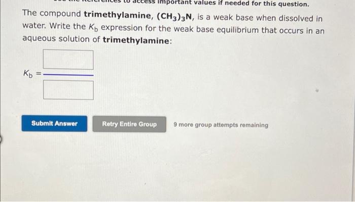 Solved The compound dimethylamine, (CH3)2NH, is a weak base | Chegg.com