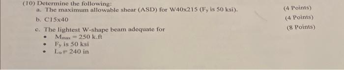 Solved (10) Determine the following: a. The maximum | Chegg.com