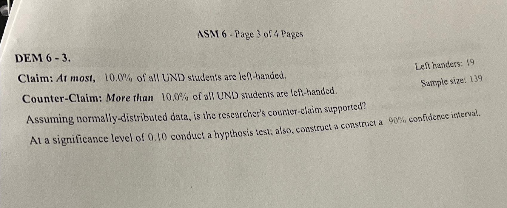 Solved ASM 6 - Page 3 of 4 Pages\\nDEM 6 - 3.\\nLeft | Chegg.com