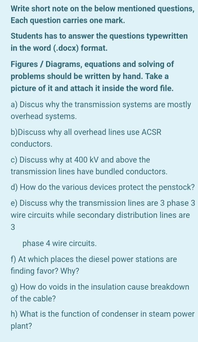 Solved Write short note on the below mentioned questions, | Chegg.com