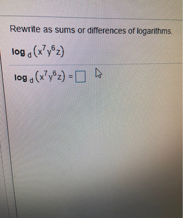 Solved Rewrite as sums or differences of logarithms. log | Chegg.com