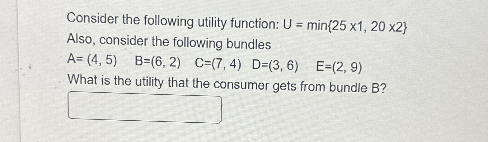 Solved Consider the following utility function: | Chegg.com