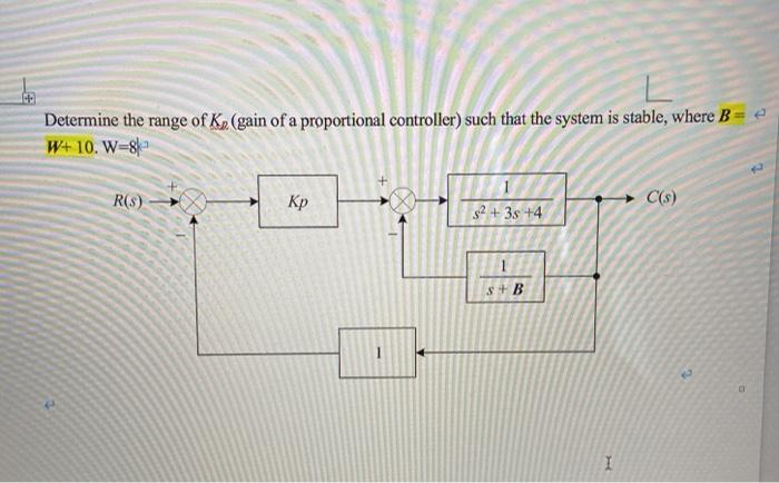Solved e Determine the range of K, (gain of a proportional | Chegg.com