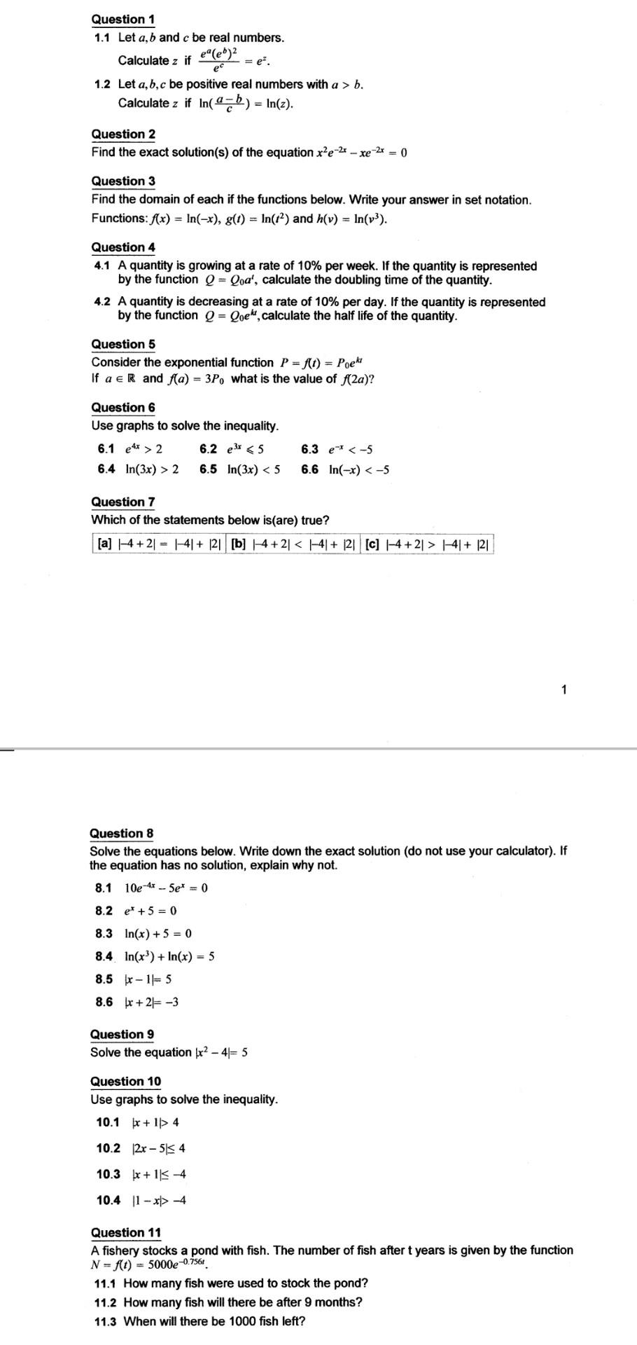 Solved Question 1 1.1 Let a,b and c be real numbers. | Chegg.com