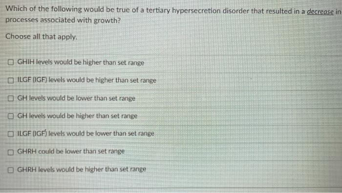 Solved Which of the following would be true of a tertiary | Chegg.com