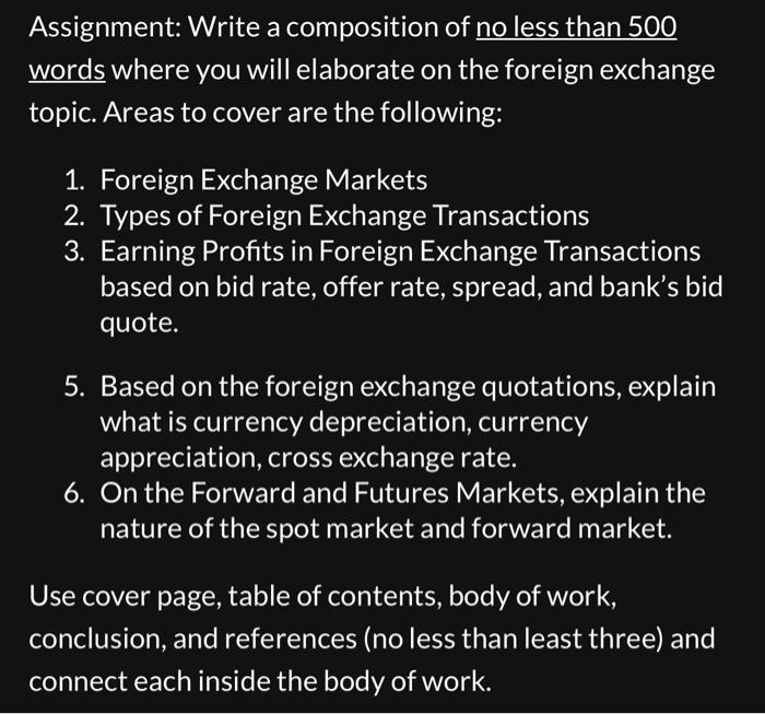 Solved Assignment: Write a composition of no less than 500 | Chegg.com