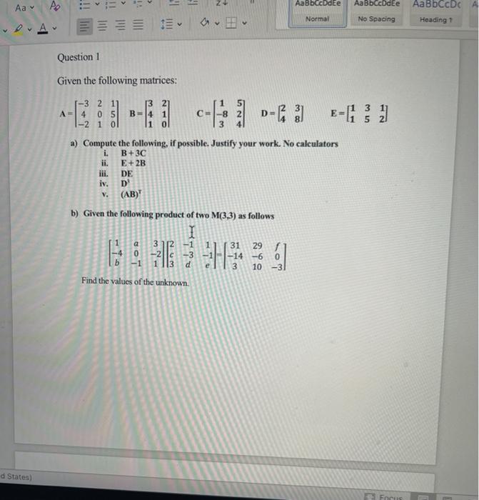 Solved Aav Ao AaBbccDdEe AaBbccDdEe AaBbccbc Heading 1 | Chegg.com