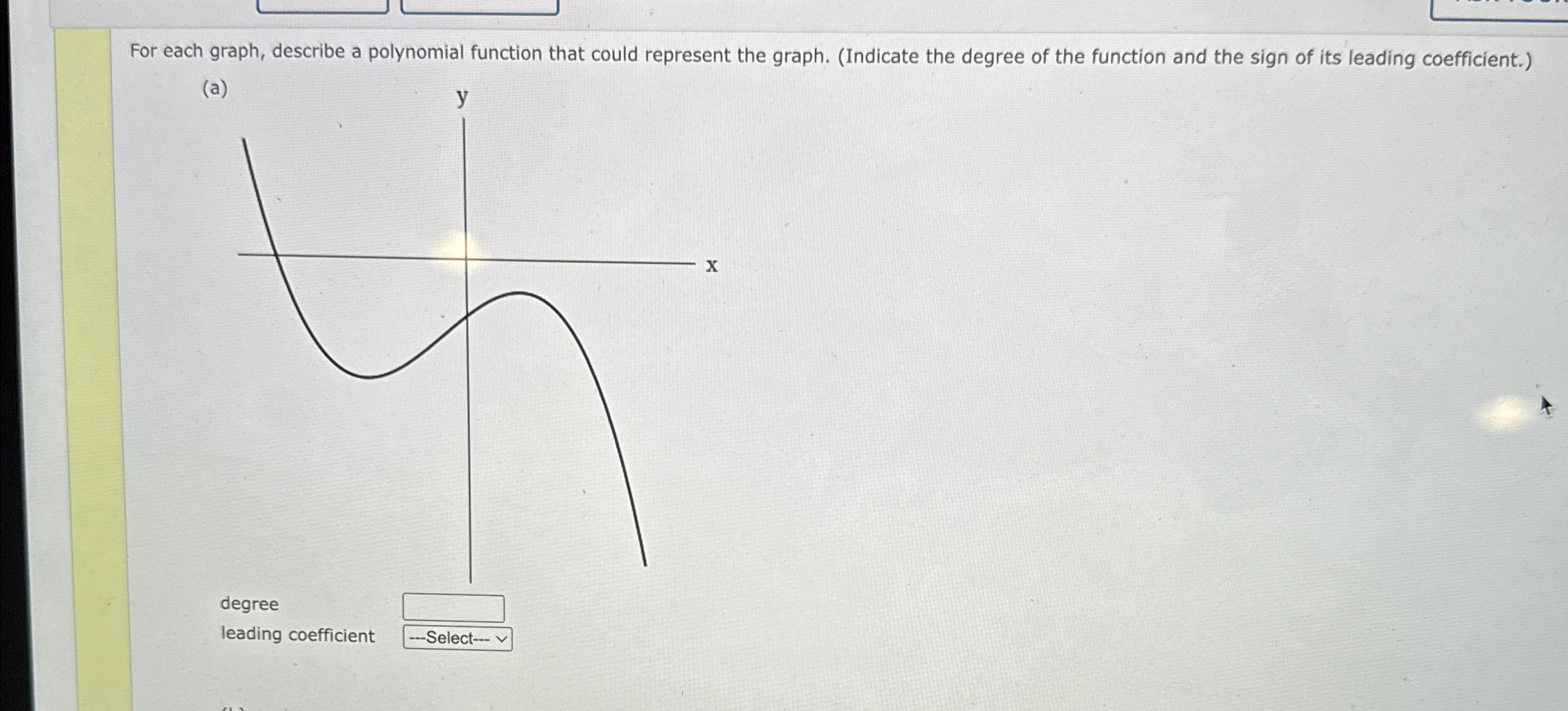 Solved For each graph, describe a polynomial function that | Chegg.com