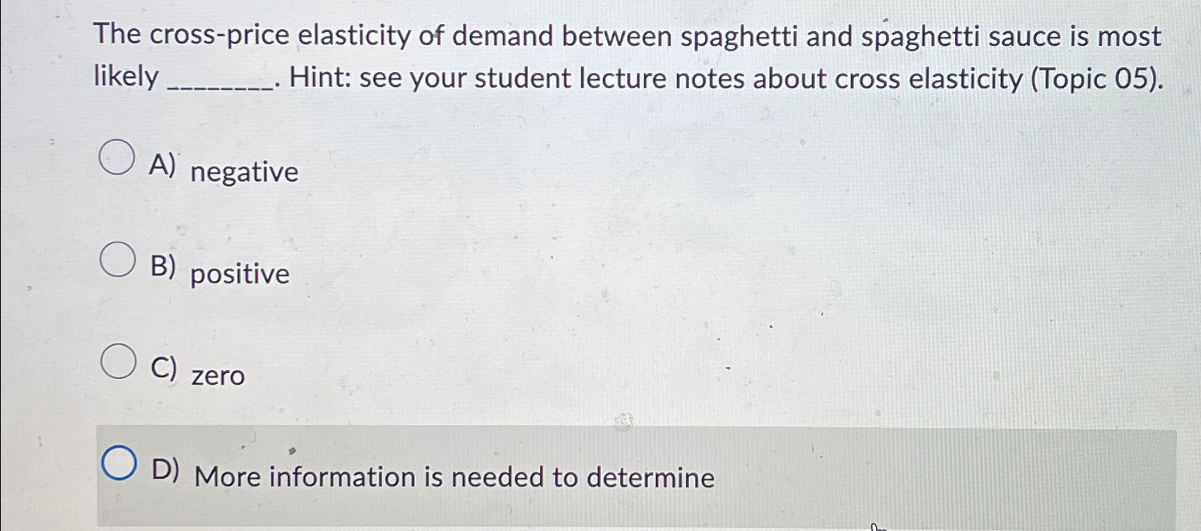 Solved The cross-price elasticity of demand between | Chegg.com