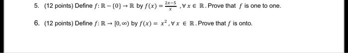 Solved 5. (12 points) Define f:R−{0}→R by f(x)=x2x−5,∀x∈R. | Chegg.com