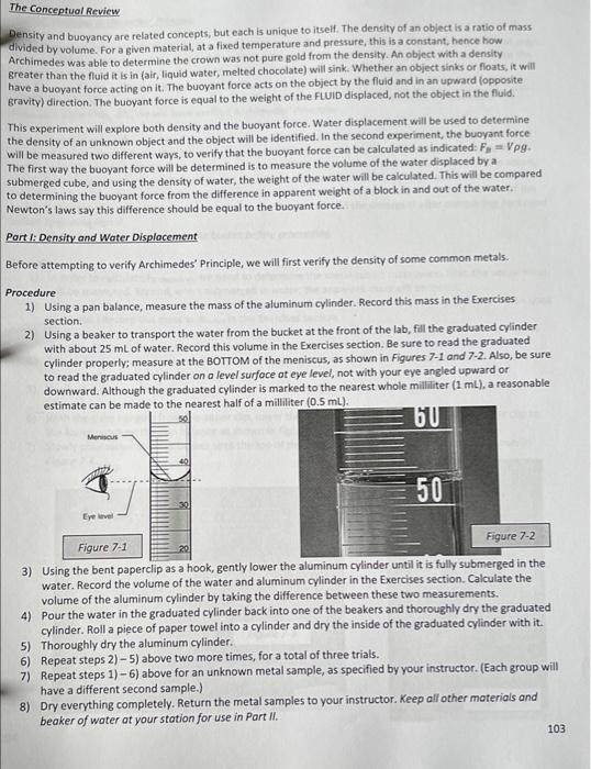 Solved LAB 7: DENSITY AND BUOYANCY Introduction Archimedes | Chegg.com