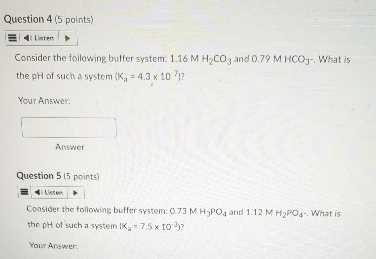 Solved Consider the following buffer system: 1.16MH2CO3 and | Chegg.com