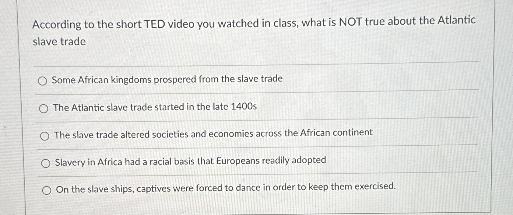 Solved According to the short TED video you watched in | Chegg.com