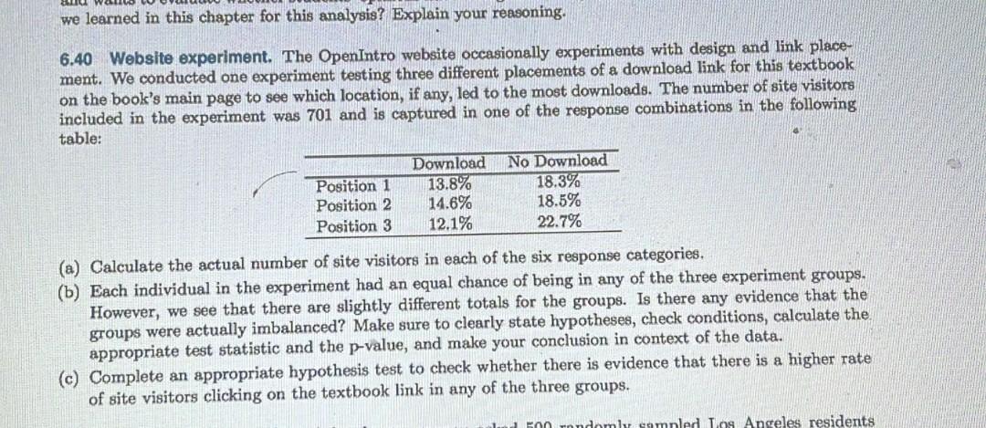 we learned in this chapter for this analysis? Explain | Chegg.com