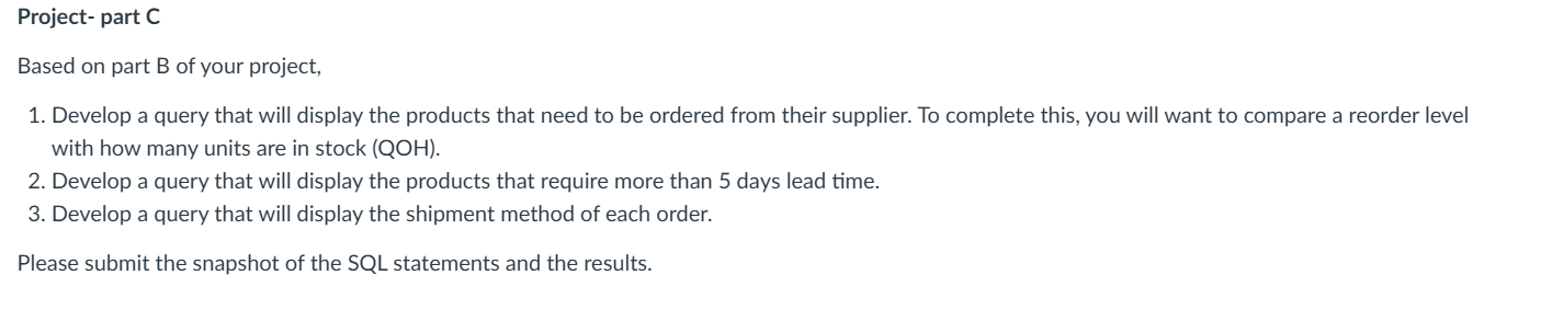Project- ﻿part C Based on part B of your project, 1. | Chegg.com