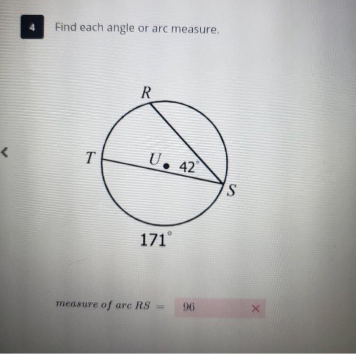 Solved 4 Find each angle or arc measure. R