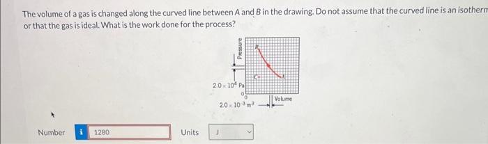 Solved The volume of a gas is changed along the curved line | Chegg.com