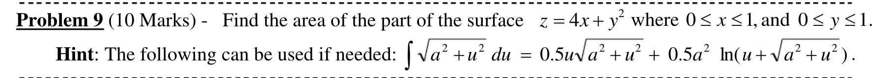 Solved Problem 9 (10 ﻿Marks) - ﻿Find the area of the part of | Chegg.com