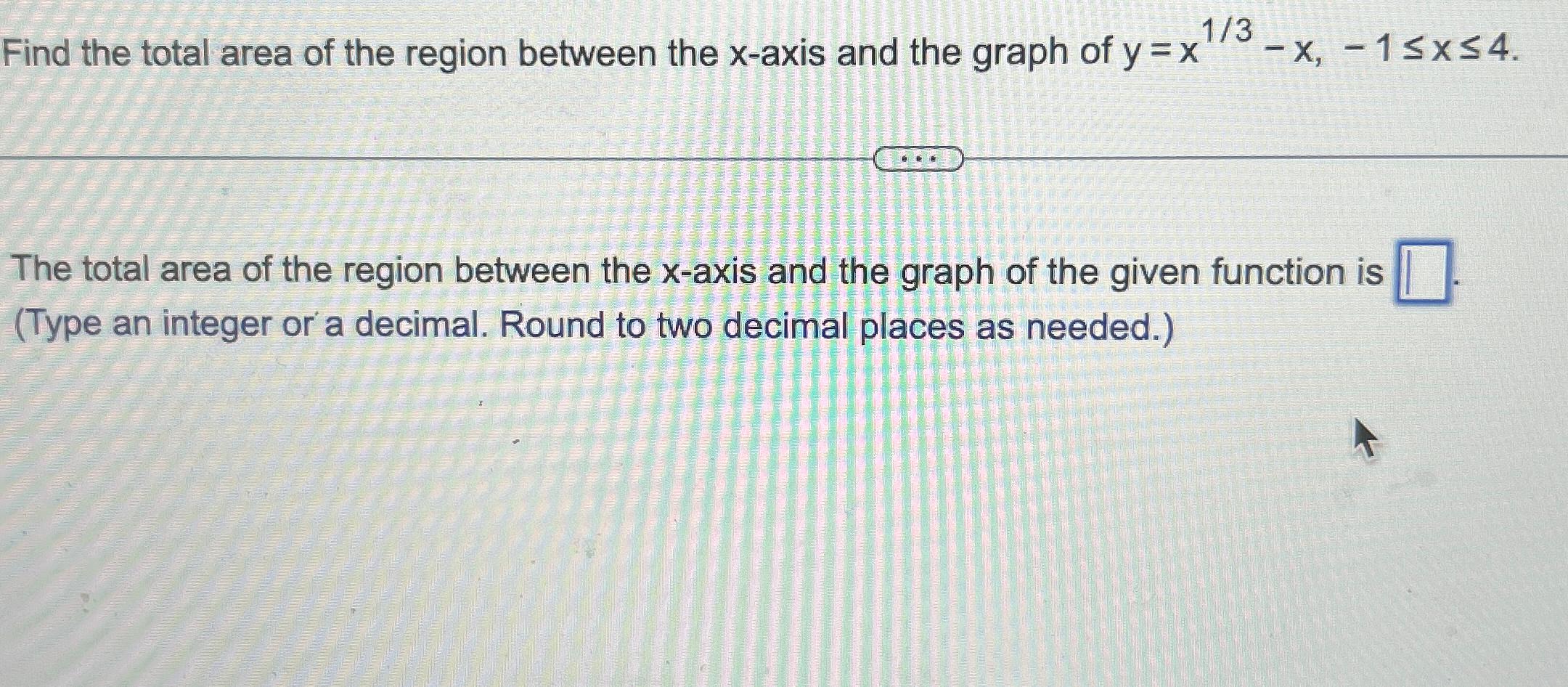 Solved Find the total area of the region between the x-axis | Chegg.com
