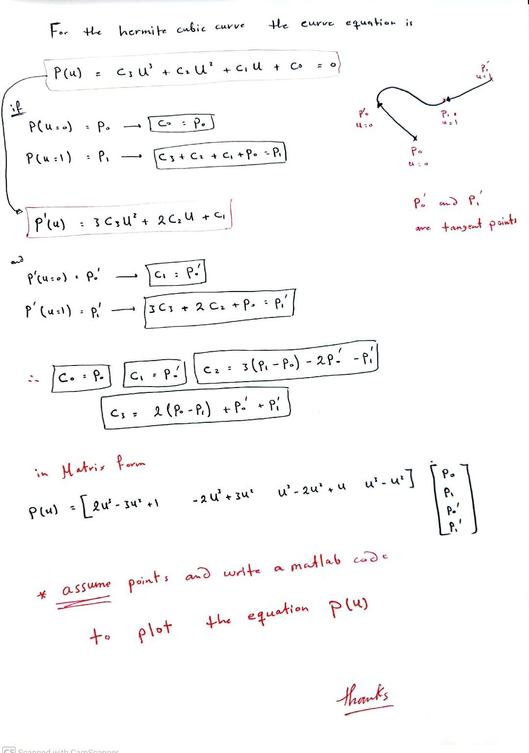 Solved For the hermite cubic curve the curve equation is Co | Chegg.com