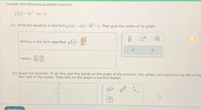 Solved Consider the following quadratic function. | Chegg.com
