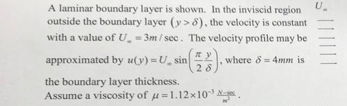 Solved A laminar boundary layer is shown. In the inviscid | Chegg.com