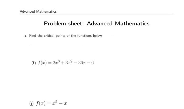 Solved Problem sheet: Advanced Mathematics 1. Find the | Chegg.com