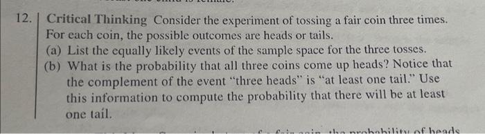 Solved 2. Critical Thinking Consider the experiment of | Chegg.com