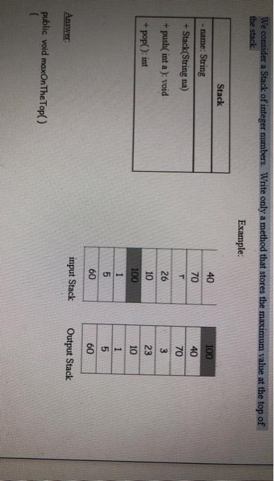 Solved We consider a Stack of integer numbers. Write only a | Chegg.com