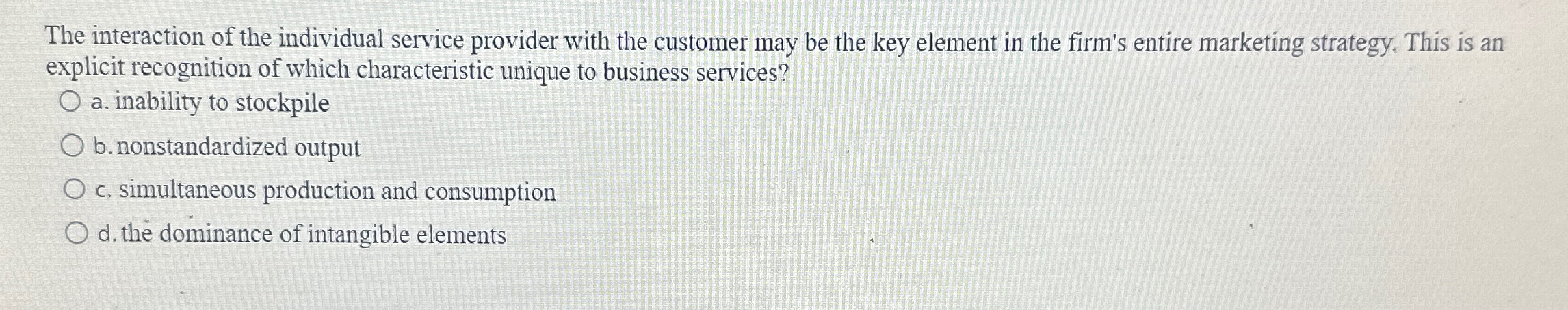 Solved The interaction of the individual service provider | Chegg.com