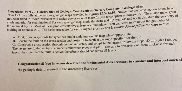 Solved Procedure (Part 2). Construction of Geologic Cross | Chegg.com