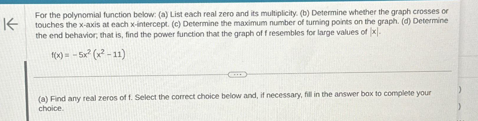 Solved For the polynomial function below: (a) ﻿List each | Chegg.com