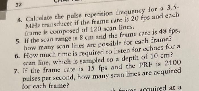 Solved 4. Calculate the pulse repetition frequency for a | Chegg.com