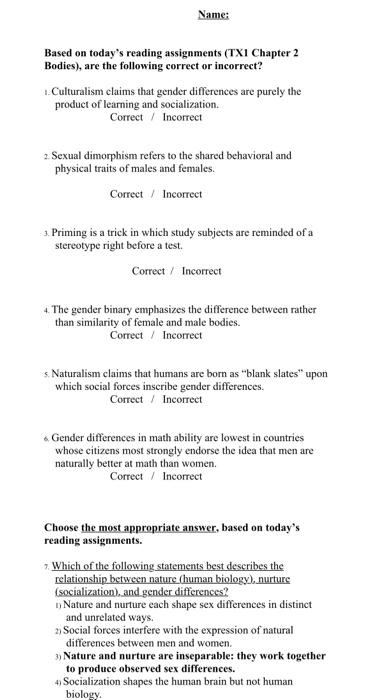 Based on today's reading assignments (TX1 Chapter 2 | Chegg.com