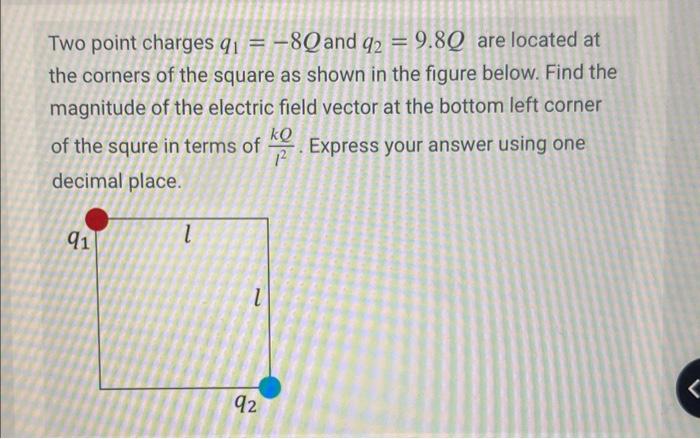 Solved Two point charges q1=−8Q and q2=9.8Q are located at | Chegg.com