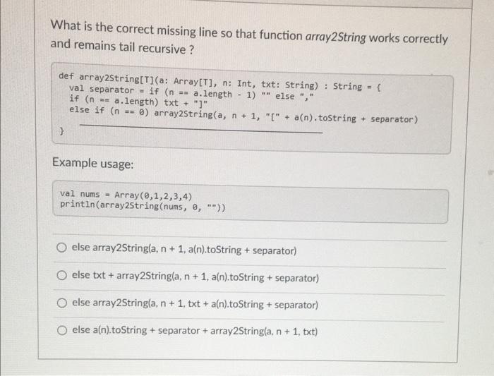 Solved What is the correct missing line so that function | Chegg.com