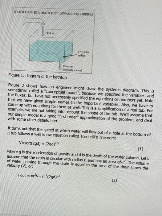 Solved WATER FLOW IN A "BATH TUBT DYNAMIC EQULIBRIUM How | Chegg.com