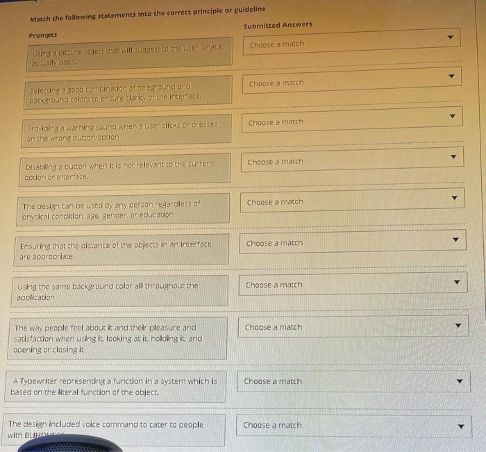 Solved Match the following statements into the correct | Chegg.com