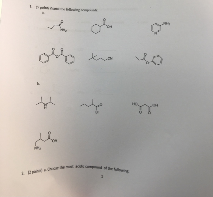 Solved 1. (5 points)Name the following compounds: a. он NH2 | Chegg.com