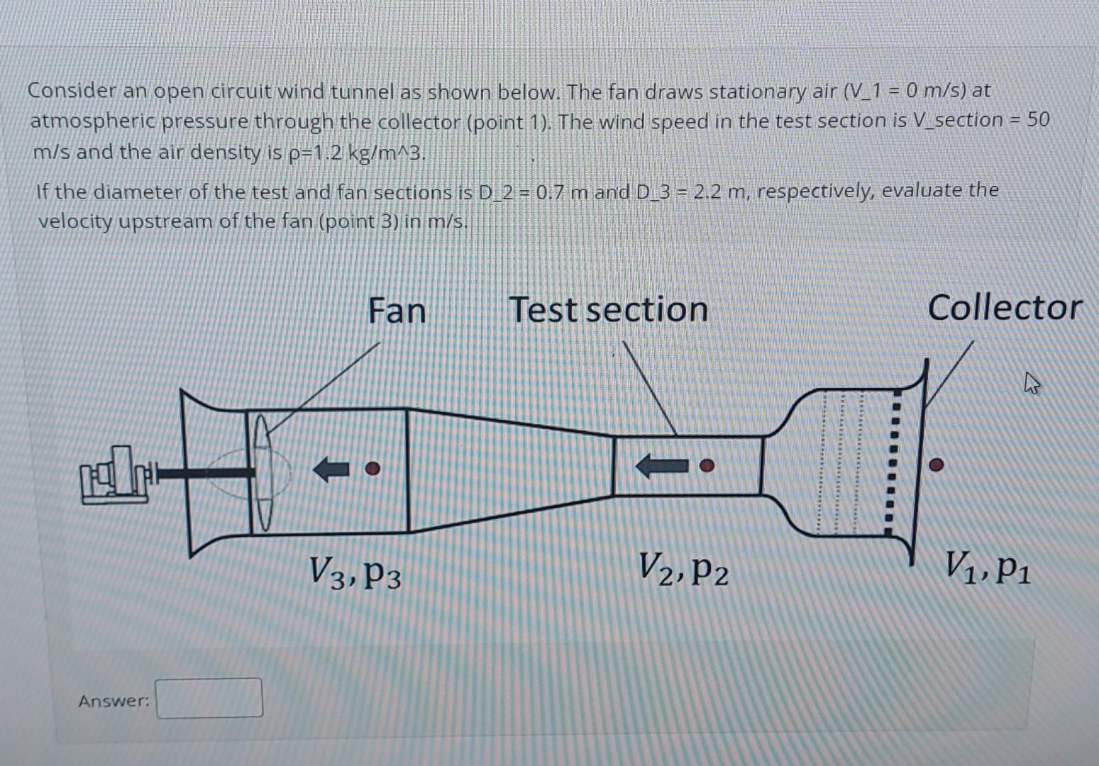 Solved Consider an open circuit wind tunnel as shown below. | Chegg.com