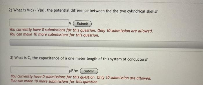 Solved 1 Concentric Cylindrical Conducting Shells 2 3 4 5 6 | Chegg.com