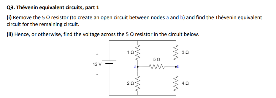 Solved Q3. ﻿Thévenin equivalent circuits, part 1(i) ﻿Remove | Chegg.com